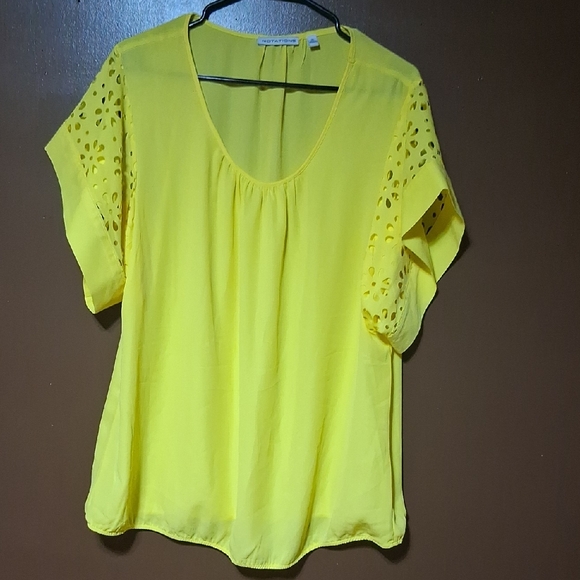 notions | Tops | Notations Bright Yellow Blouse With Cutout Sleeves ...